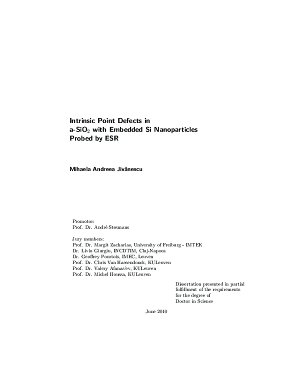 (PDF) Intrinsic Point Defects in a-SiO2 with Embedded Si Nanoparticles Probed by ESR