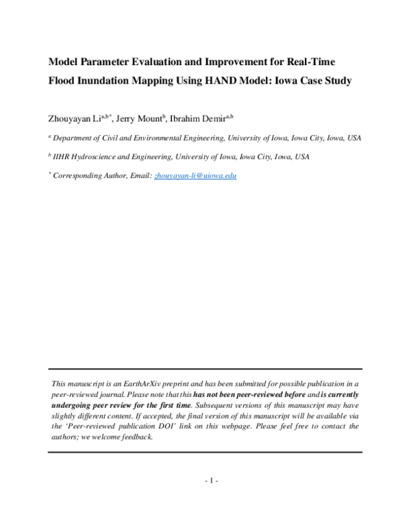 Pdf Model Parameter Evaluation And Improvement For Real Time Flood