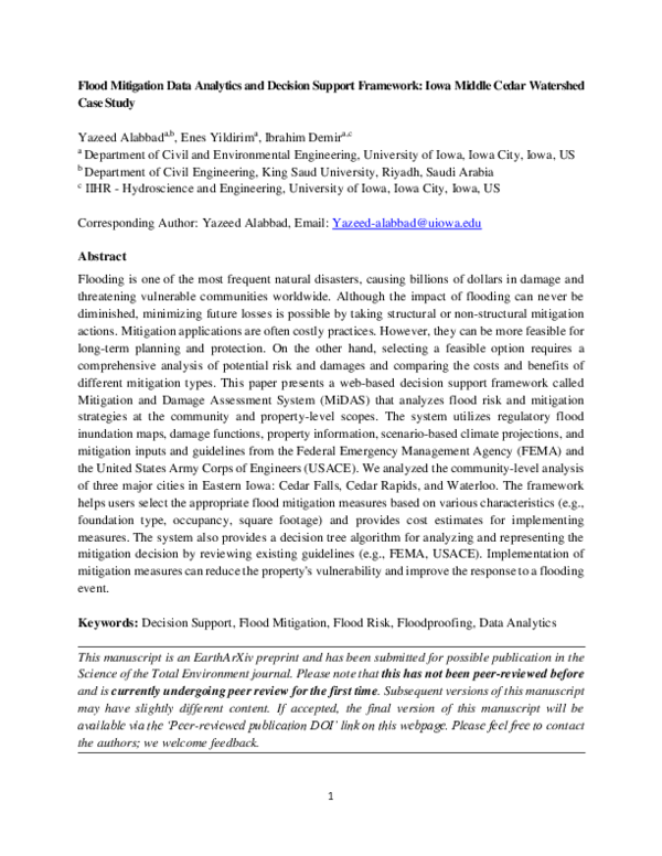 (PDF) Flood Mitigation Data Analytics and Decision Support Framework ...