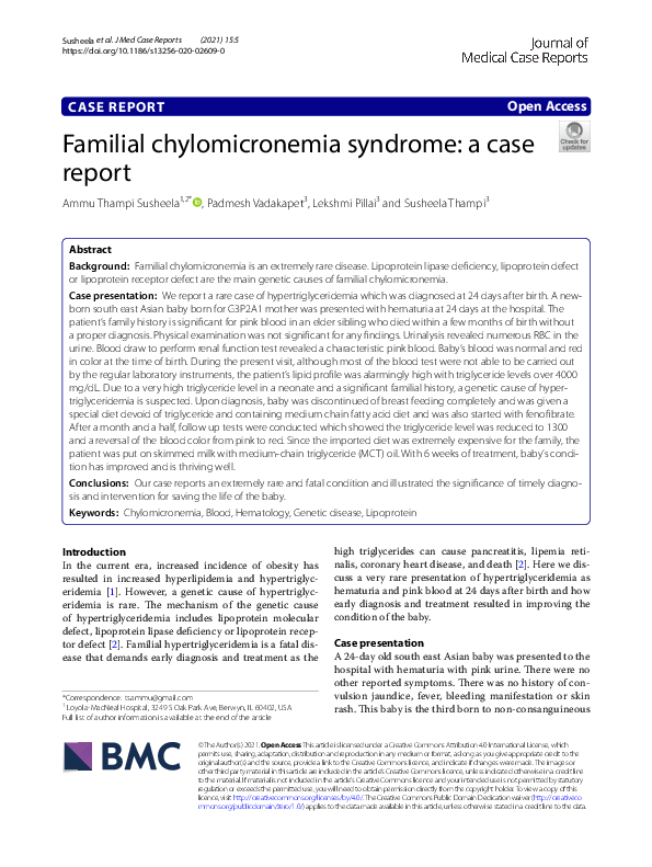 (PDF) Familial chylomicronemia syndrome: a case report