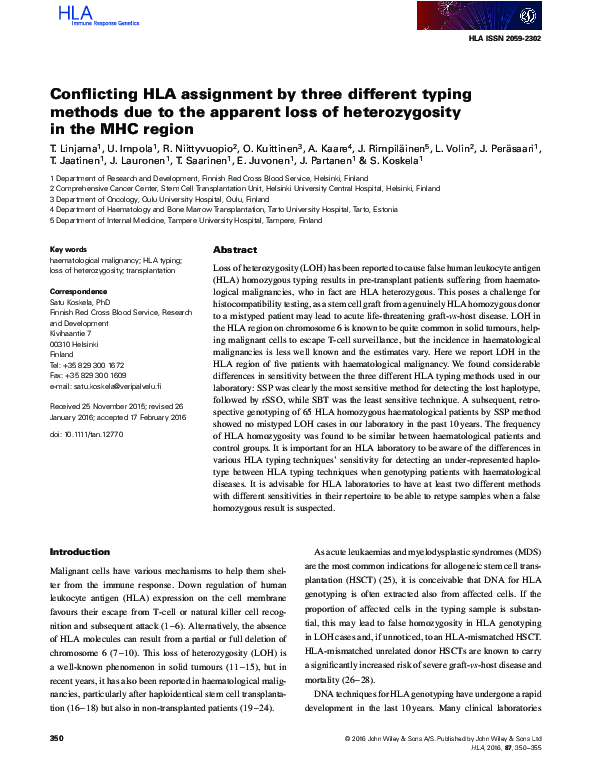 (PDF) Conflicting HLA assignment by three different typing methods due ...