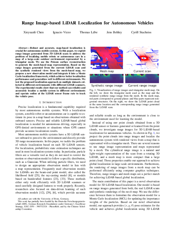 Pdf Range Image Based Lidar Localization For Autonomous Vehicles