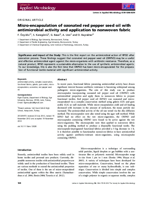 (PDF) Micro-encapsulation of ozonated red pepper seed oil with ...