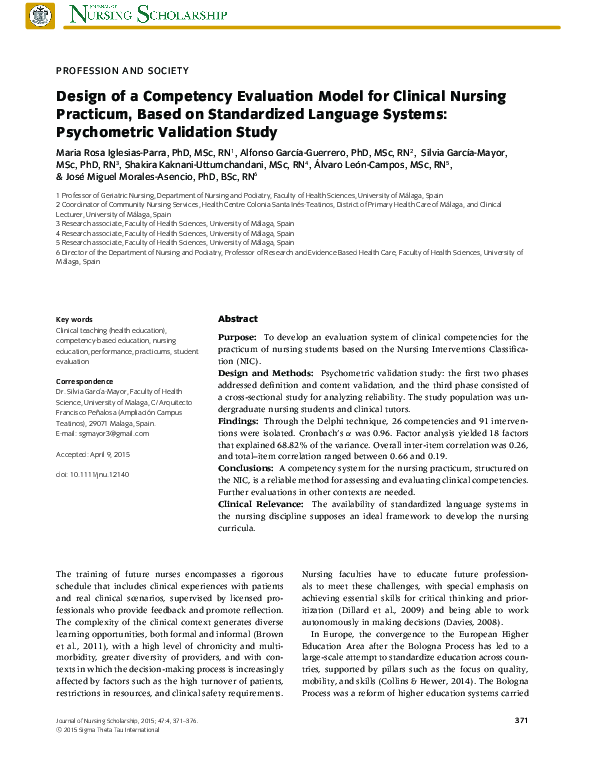 (PDF) Design of a Competency Evaluation Model for Clinical Nursing ...
