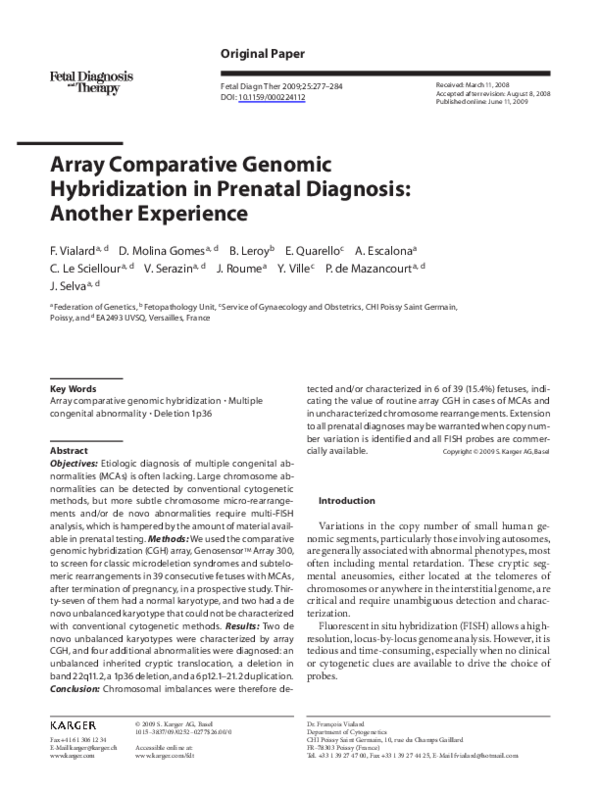 (PDF) Array Comparative Genomic Hybridization in Prenatal Diagnosis: Another Experience