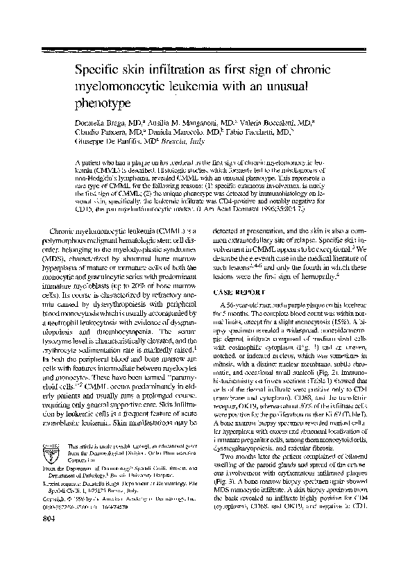 (PDF) Specific skin infiltration as first sign of chronic ...