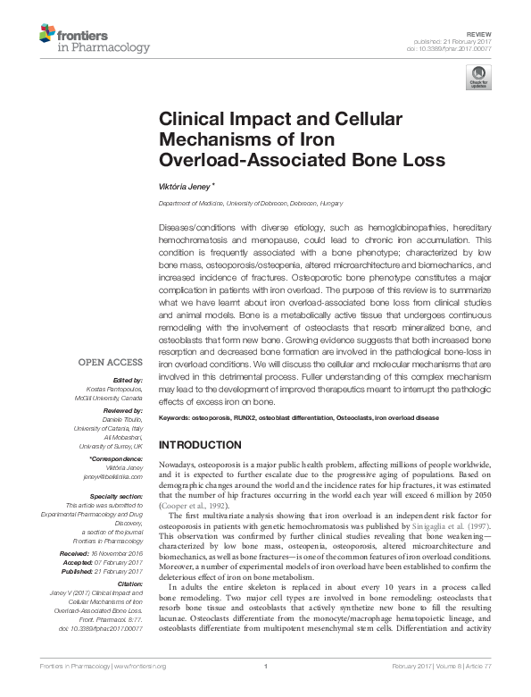(PDF) Clinical Impact and Cellular Mechanisms of Iron Overload ...