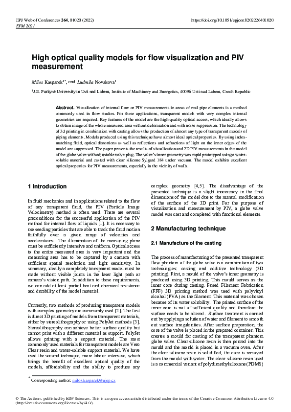 (PDF) High optical quality models for flow visualization and PIV ...