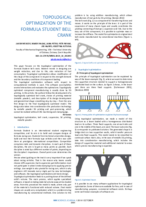 (PDF) Topological Optimization of the Formula Student Bell Crank