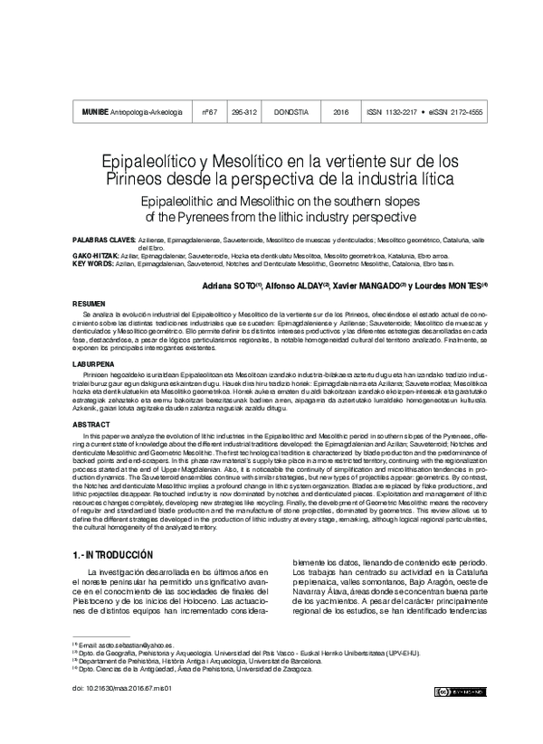(PDF) Epipaleolítico y Mesolítico en la vertiente sur de los Pirineos ...