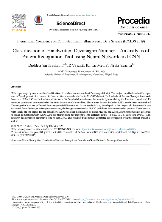 (PDF) Classification of Handwritten Devanagari Number – An analysis of ...