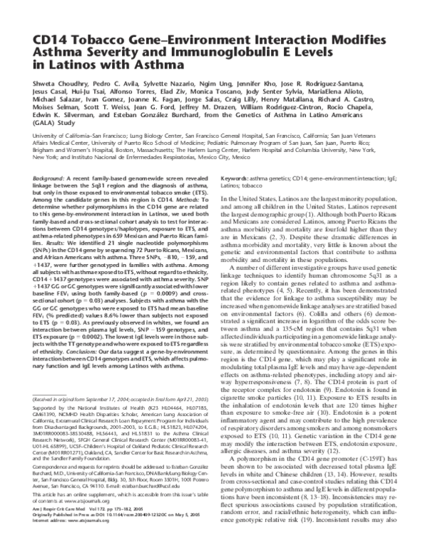 (PDF) CD14 Gene-Environment Interaction in Asthma