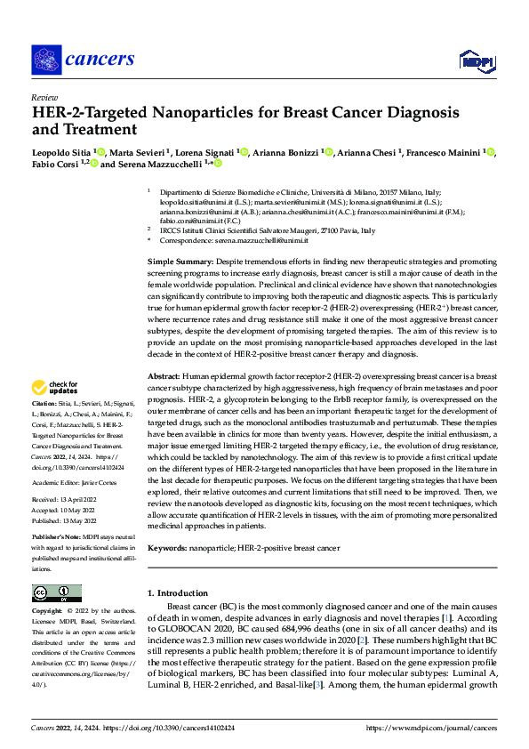 (PDF) HER-2-Targeted Nanoparticles for Breast Cancer Diagnosis and ...