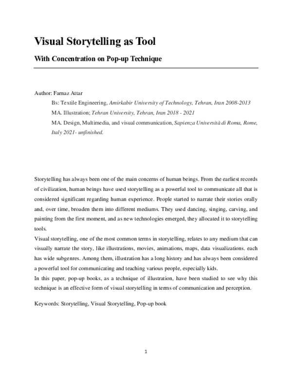 (PDF) Visual Storytelling as Tool With Concentration on Pop-up Technique