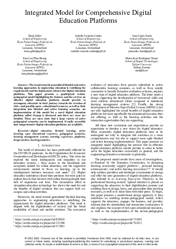 (PDF) Integrated Model for Comprehensive Digital Education Platforms