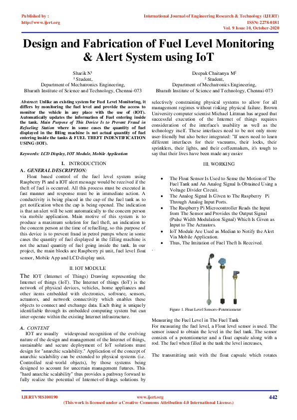 (PDF) Design and Fabrication of Fuel Level Monitoring & Alert System ...