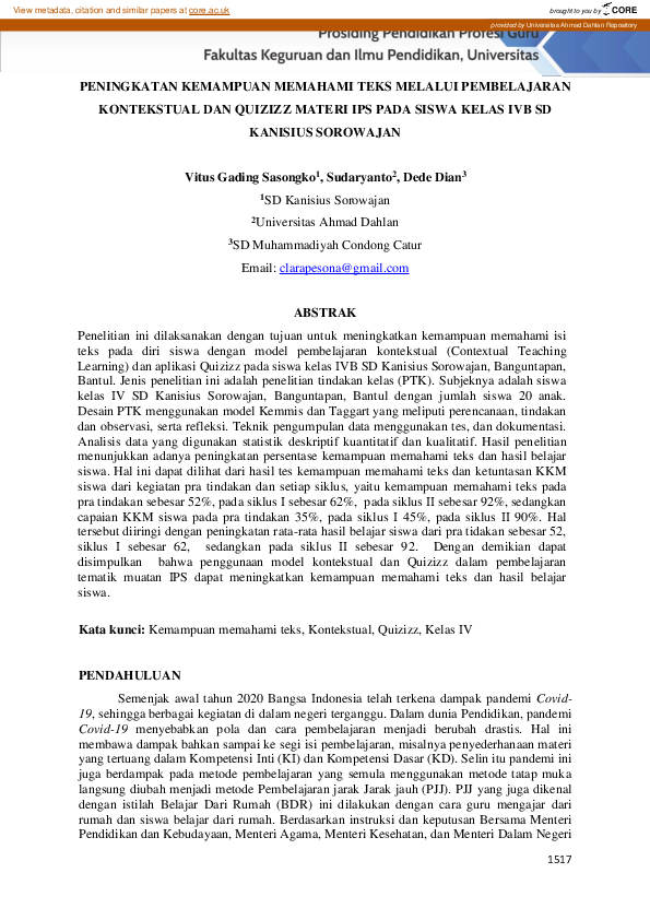 (PDF) Peningkatan Kemampuan Memahami Teks Melalui Pembelajaran ...