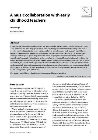 (PDF) A Music Collaboration with Early Childhood Teachers