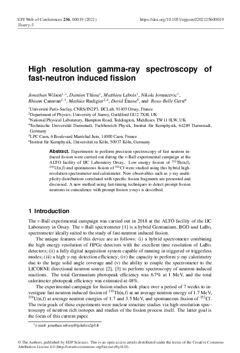 (PDF) High resolution gamma-ray spectroscopy of fast-neutron induced ...