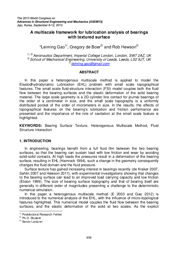 (PDF) A multiscale framework for lubrication analysis of bearings with ...