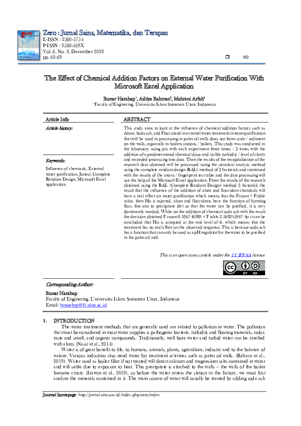 (PDF) The Effect of Chemical Addition Factors on External Water ...