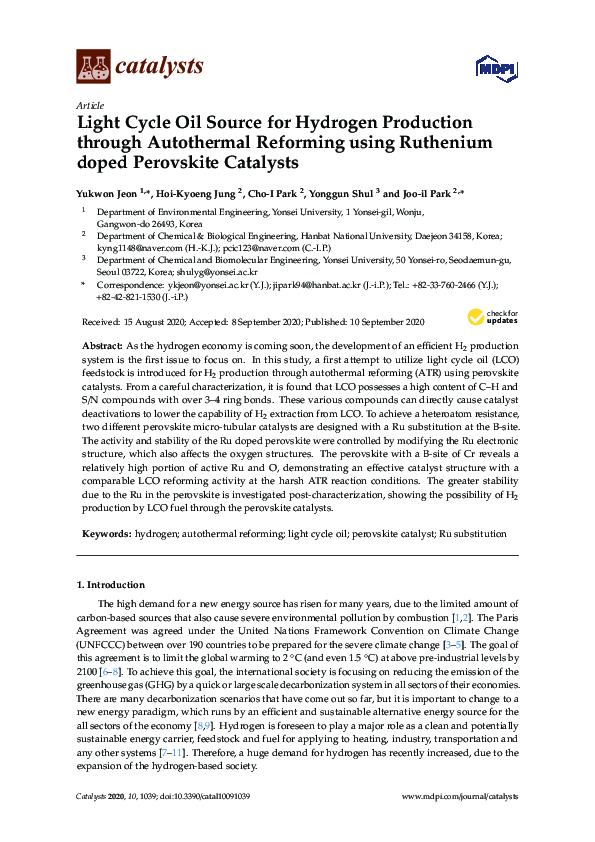 (PDF) Light Cycle Oil Source for Hydrogen Production through ...