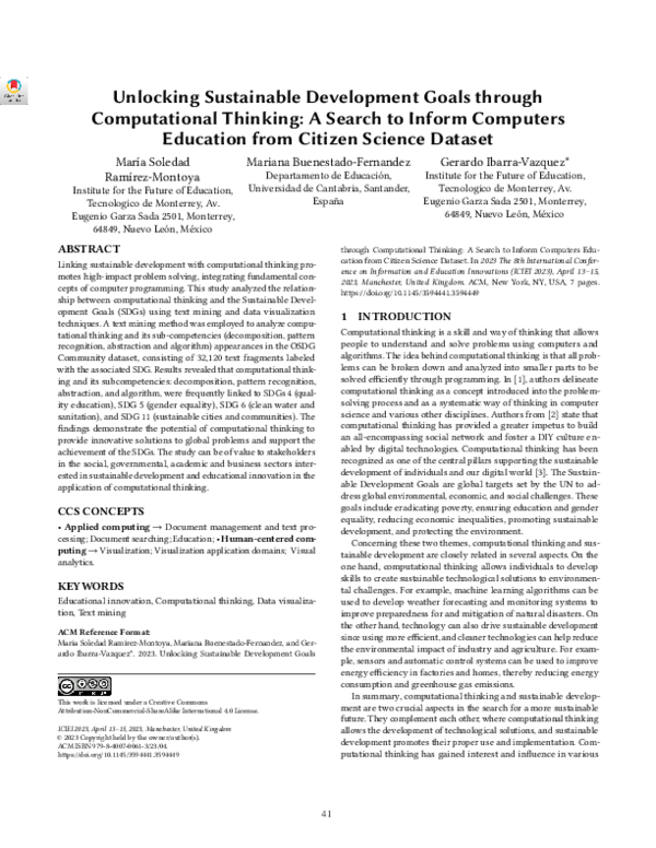 (PDF) Unlocking Sustainable Development Goals through Computational Thinking: A Search to Inform ...