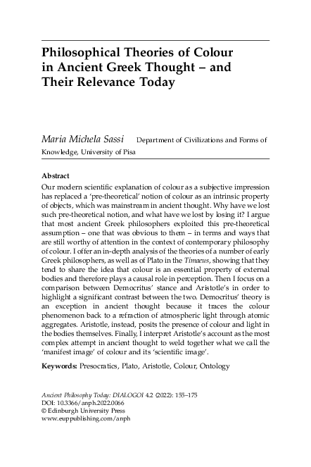 (PDF) Philosophical Theories of Colour in Ancient Greek Thought and ...