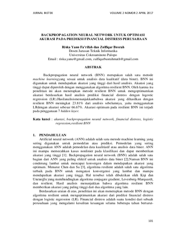 (PDF) Backpropagation Neural Network Untuk Optimasi Akurasi Pada Prediksi Financial Distress ...