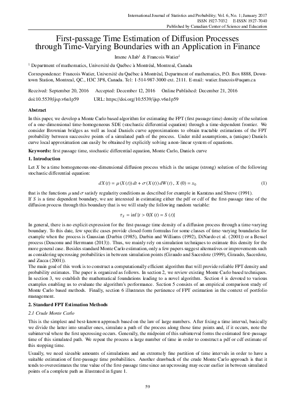 (PDF) First-passage Time Estimation of Diffusion Processes through Time-Varying Boundaries with ...