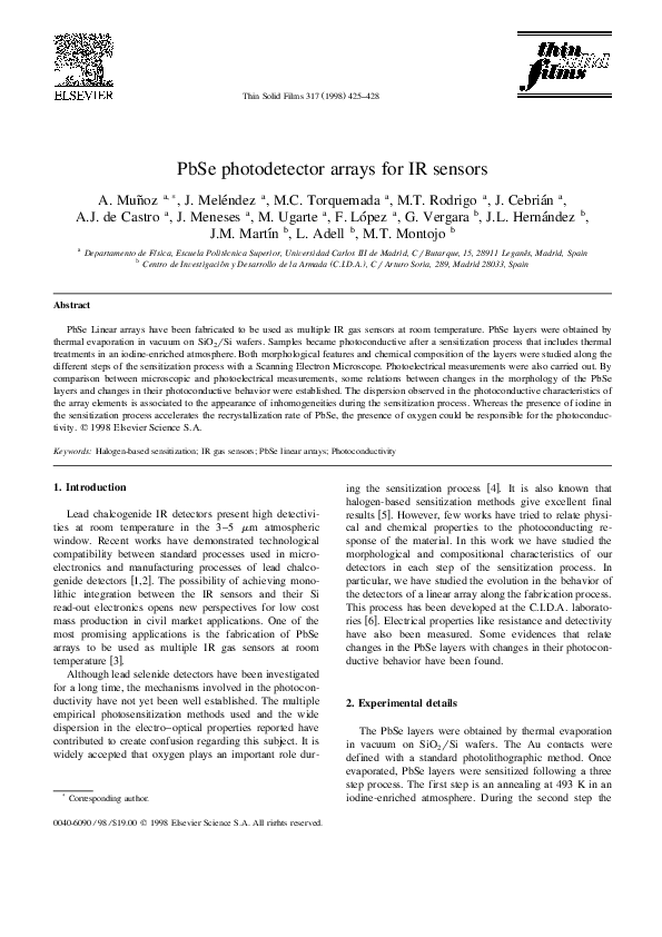 (PDF) PbSe photodetector arrays for IR sensors