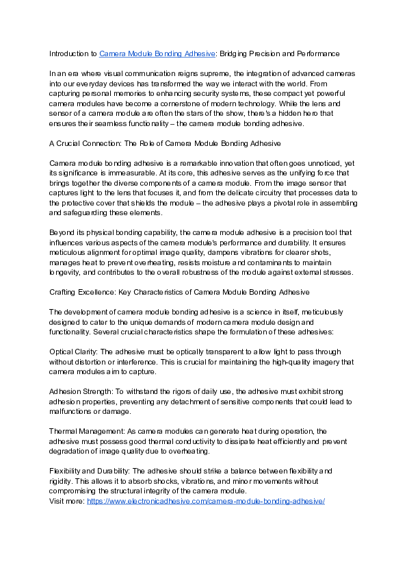 (DOC) Camera Module Bonding Adhesive