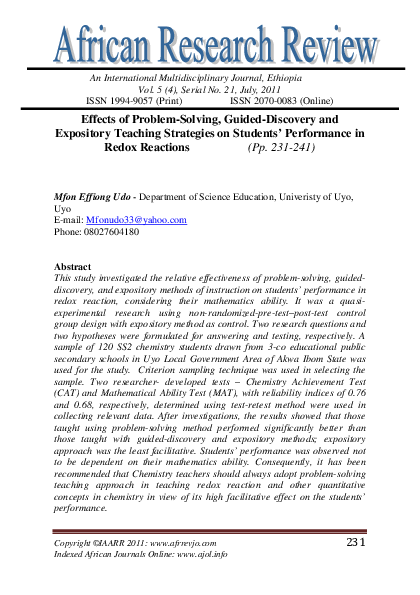 (PDF) Effects of Problem-Solving, Guided-Discovery and Expository ...