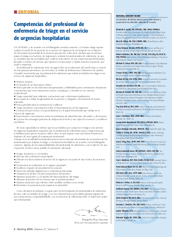 (PDF) Competencias del profesional de enfermería de triage en el servicio de urgencias hospitalarias