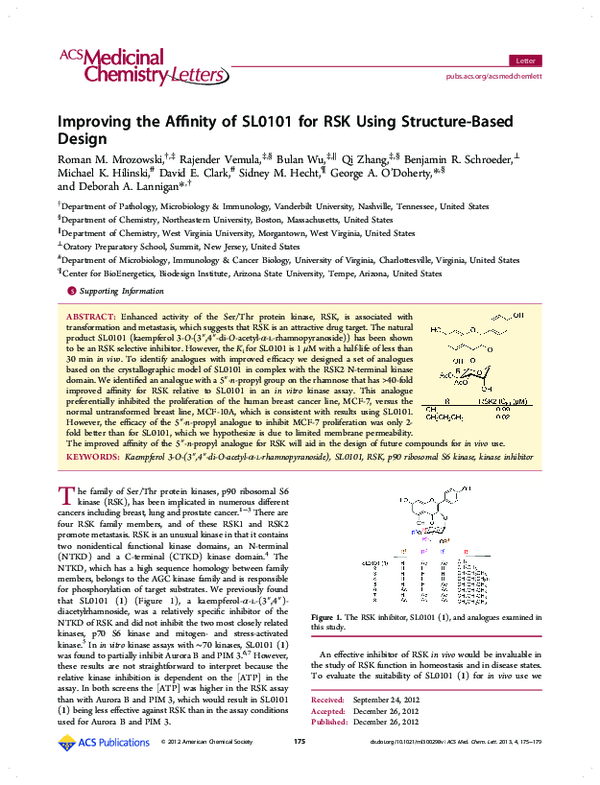 (PDF) Improving the Affinity of SL0101 for RSK Using Structure-Based Design