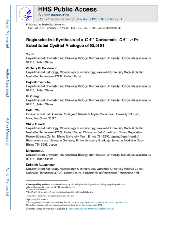 (PDF) Regioselective Synthesis of a C-4′′ Carbamate,C-6′′ n-Pr ...