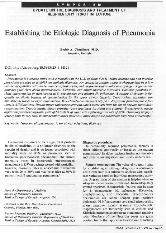 (PDF) Establishing the Etiologic Diagnosis of Pneumonia