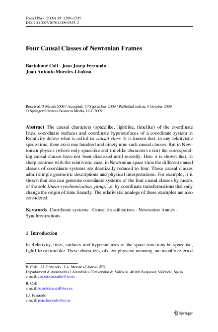 Four Causal Classes of Newtonian Frames