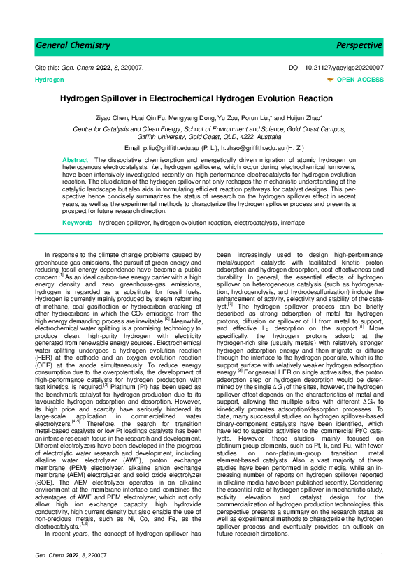 (PDF) Hydrogen Spillover in Electrochemical Hydrogen Evolution Reaction