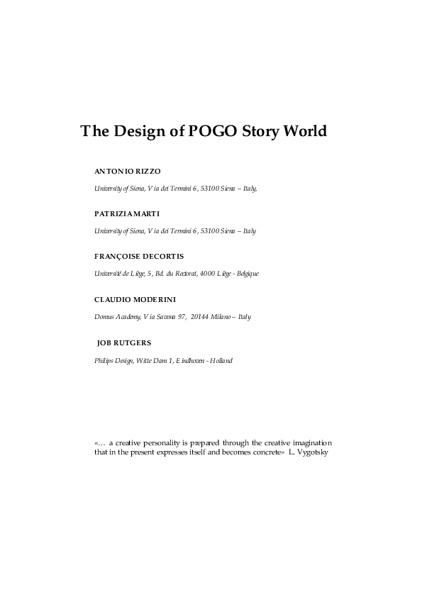 (PDF) The Design of POGO World