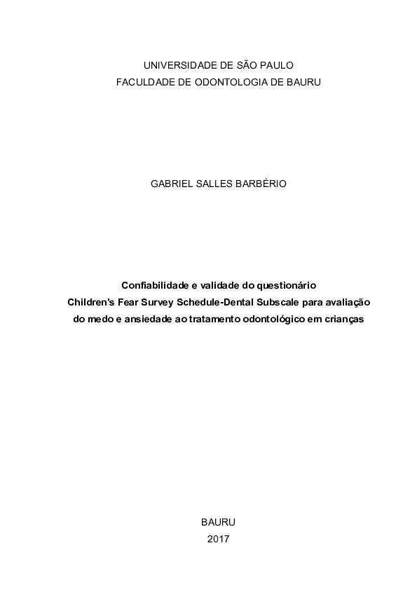 (PDF) Confiabilidade e validade do questionário Children\'s Fear Survey ...