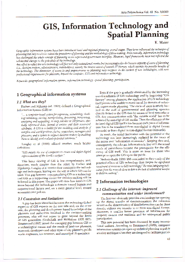 (PDF) GIS, Information Technology and Spatial Planning