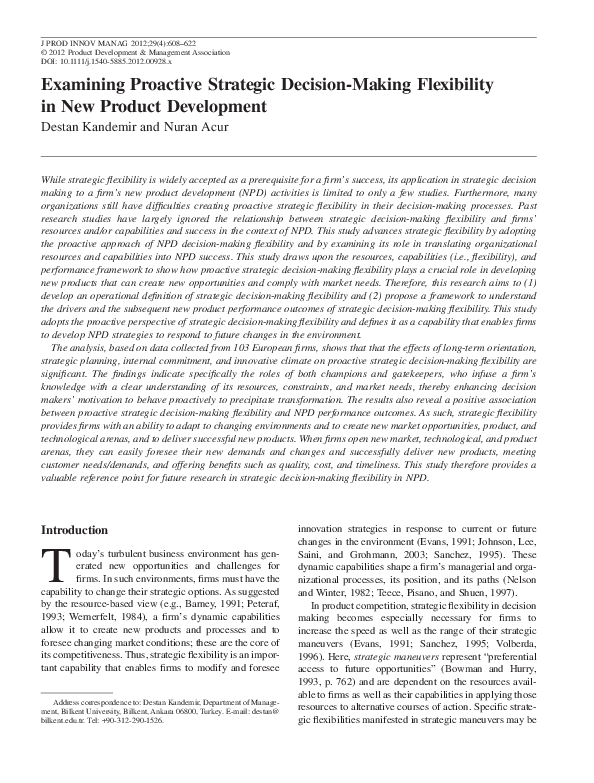 Examining Proactive Strategic Decision-Making Flexibility in New ...