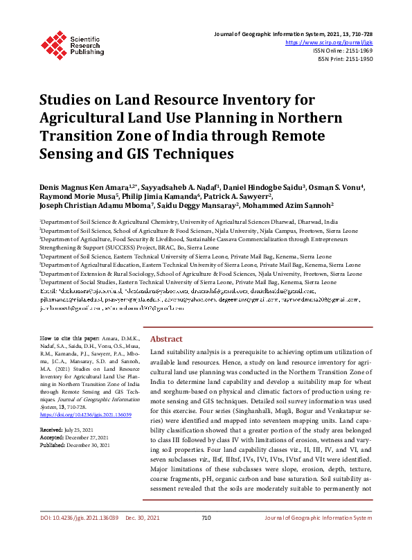 (PDF) Studies on Land Resource Inventory for Agricultural Land Use ...