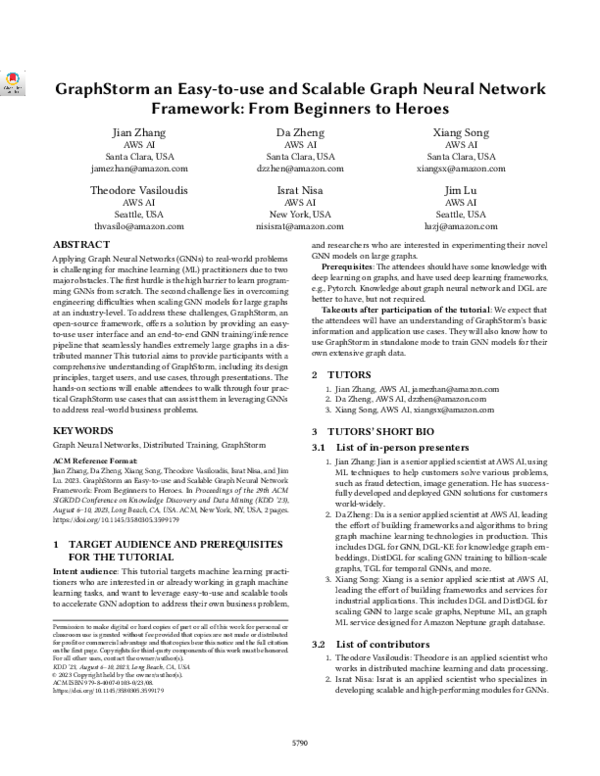 (PDF) GraphStorm an Easy-to-use and Scalable Graph Neural Network Framework: From Beginners to ...