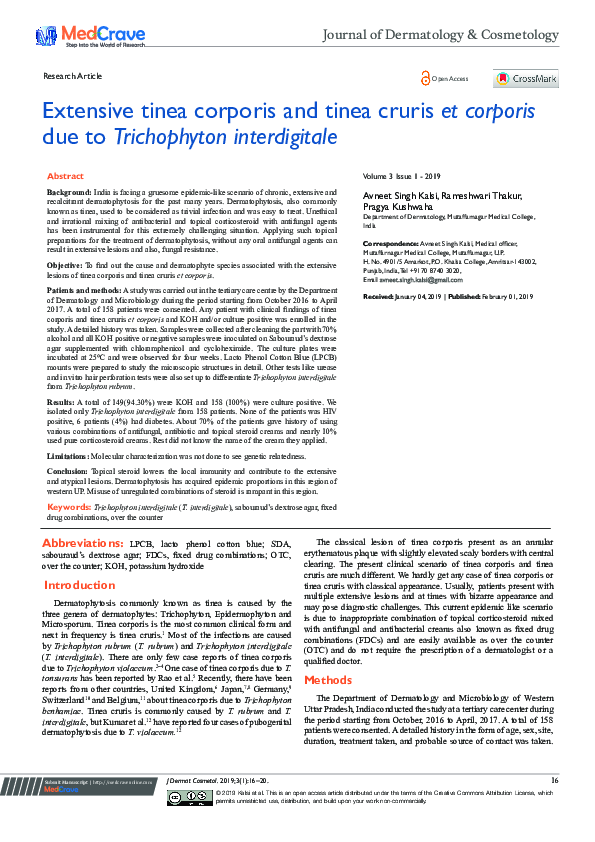 (PDF) Extensive tinea corporis and tinea cruris et corporis due to ...