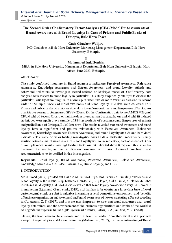 (PDF) The Second Order Confirmatory Factor Analyses (CFA) Model Fit ...