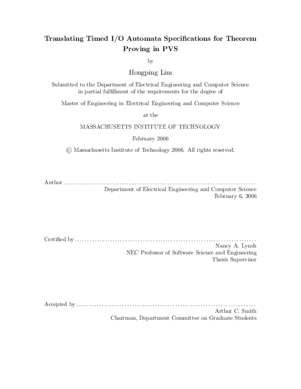 (PDF) Translating Timed I/O Automata Specifications for Theorem Proving ...