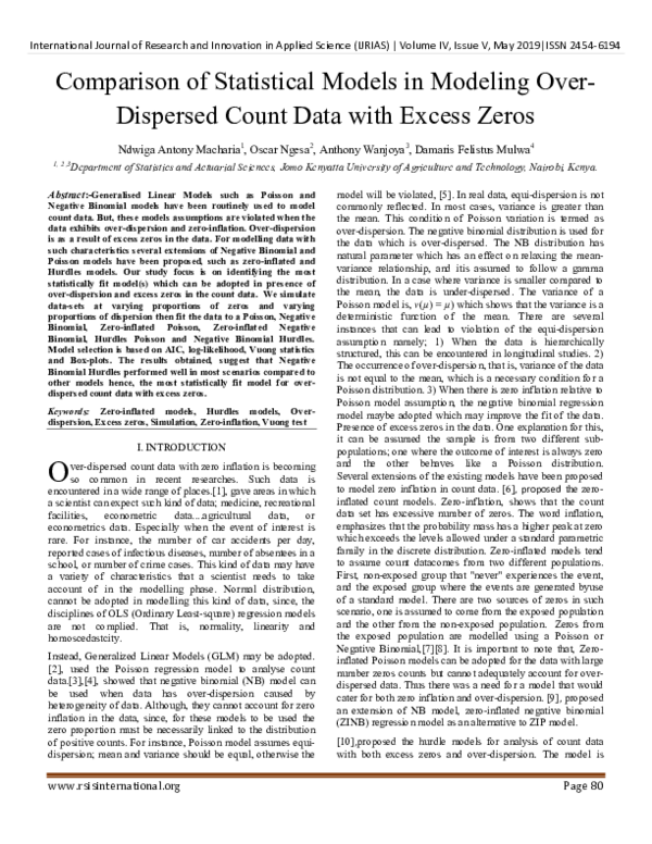 (PDF) Comparison of Statistical Models in Modeling Over- Dispersed ...