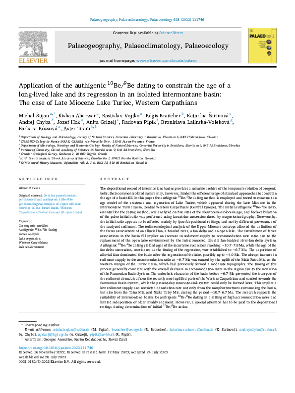 (PDF) Application of the authigenic 10 Be/ 9 Be dating to constrain the ...